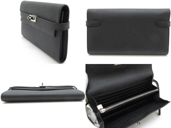 HERMES エルメス 長財布 ケリーウォレットロング ブラック/SV HERMES エルメス 長財布 ケリーウォレットロング ブラック/SV