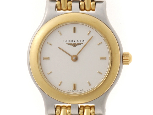 LONGINES ロンジン フラッグシップ GP/SS ベージュ L7.147.3 クォーツ レディース 2147200566450 【200 ...