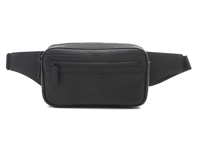 GUCCI グッチ GGラバーエフェクト ベルトバッグ ブラック ラバー