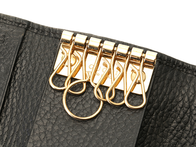 GUCCI グッチ ダブルG 6連キーケース 456118 ブラック レザー 【472