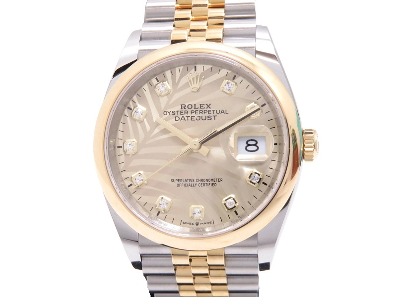 ランダム番 2023年7月 ROLEX ロレックス 時計 デイトジャスト36 126203G 自動巻き YG ステンレス パームモチーフ ...