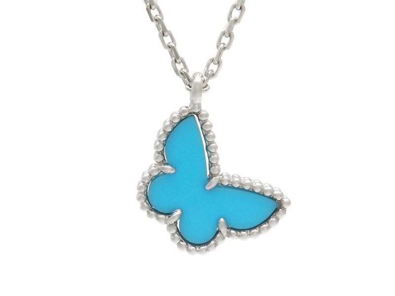 Van Cleef & Arpels ヴァンクリーフ&アーペル スウィートアルハンブラ ネックレス WG ホワイトゴールド ターコイズ 3 ...