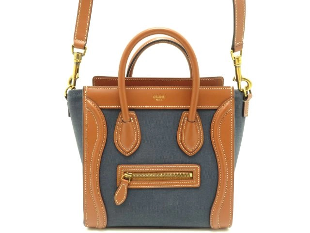 CELINE セリーヌ ラゲージナノショッパー ネイビー ブラウン